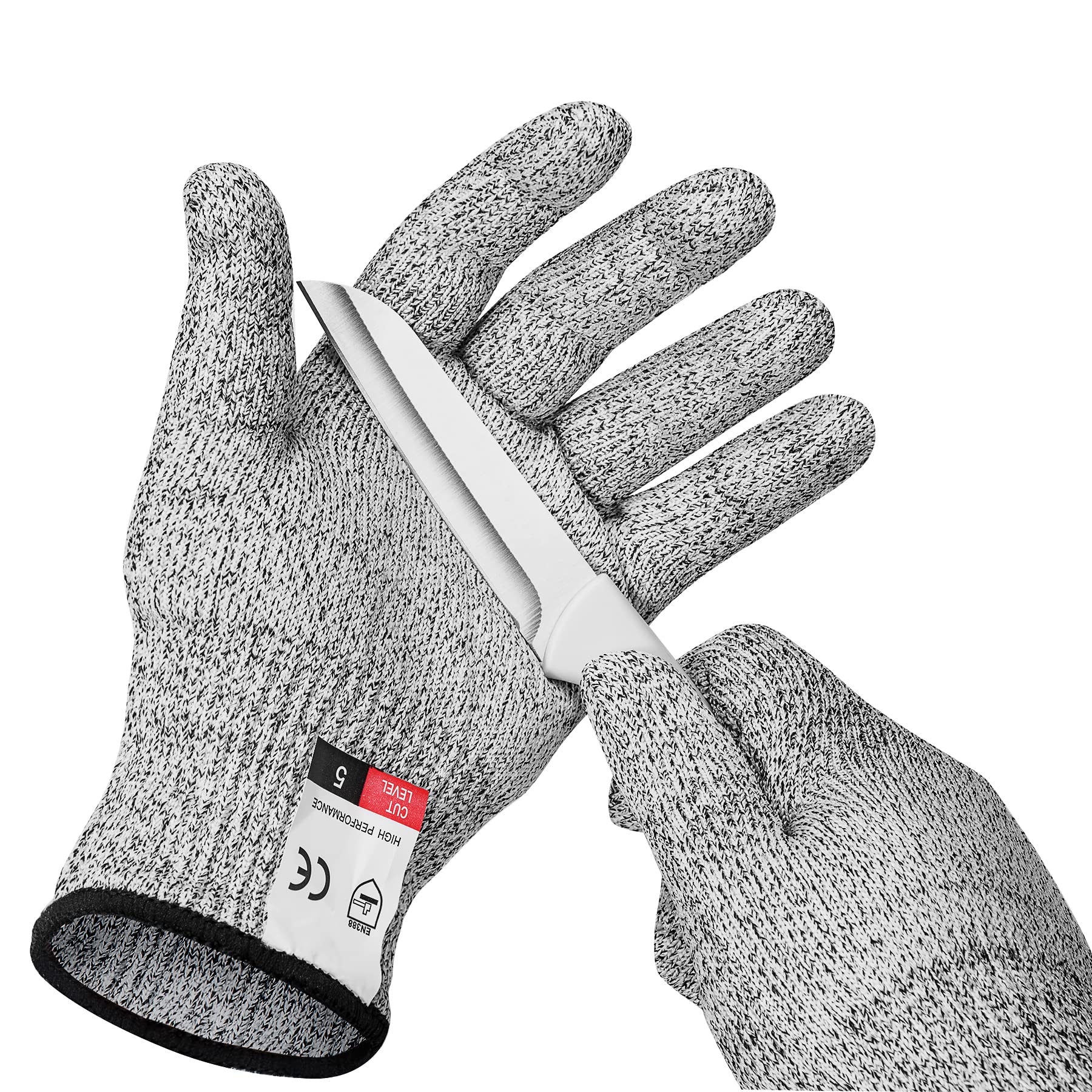 mearens Cut Resistant Gloves, Food Grade Safety Kitchen Anti Cut Gloves Level 5 Proof Cutting Work Gloves (Medium)