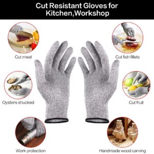 mearens Cut Resistant Gloves, Food Grade Safety Kitchen Anti Cut Gloves Level 5 Proof Cutting Work Gloves (Medium)