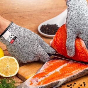 mearens Cut Resistant Gloves, Food Grade Safety Kitchen Anti Cut Gloves Level 5 Proof Cutting Work Gloves (Medium)