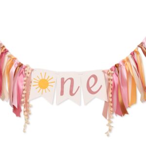 You Are My Sunshine High Chair Banner,Sun Themed First Birthday Party Decorations For Girl, Modern Sun One Garland For High Chair, Ribbon Tutu Skirt Baby Girl Shower Supplies