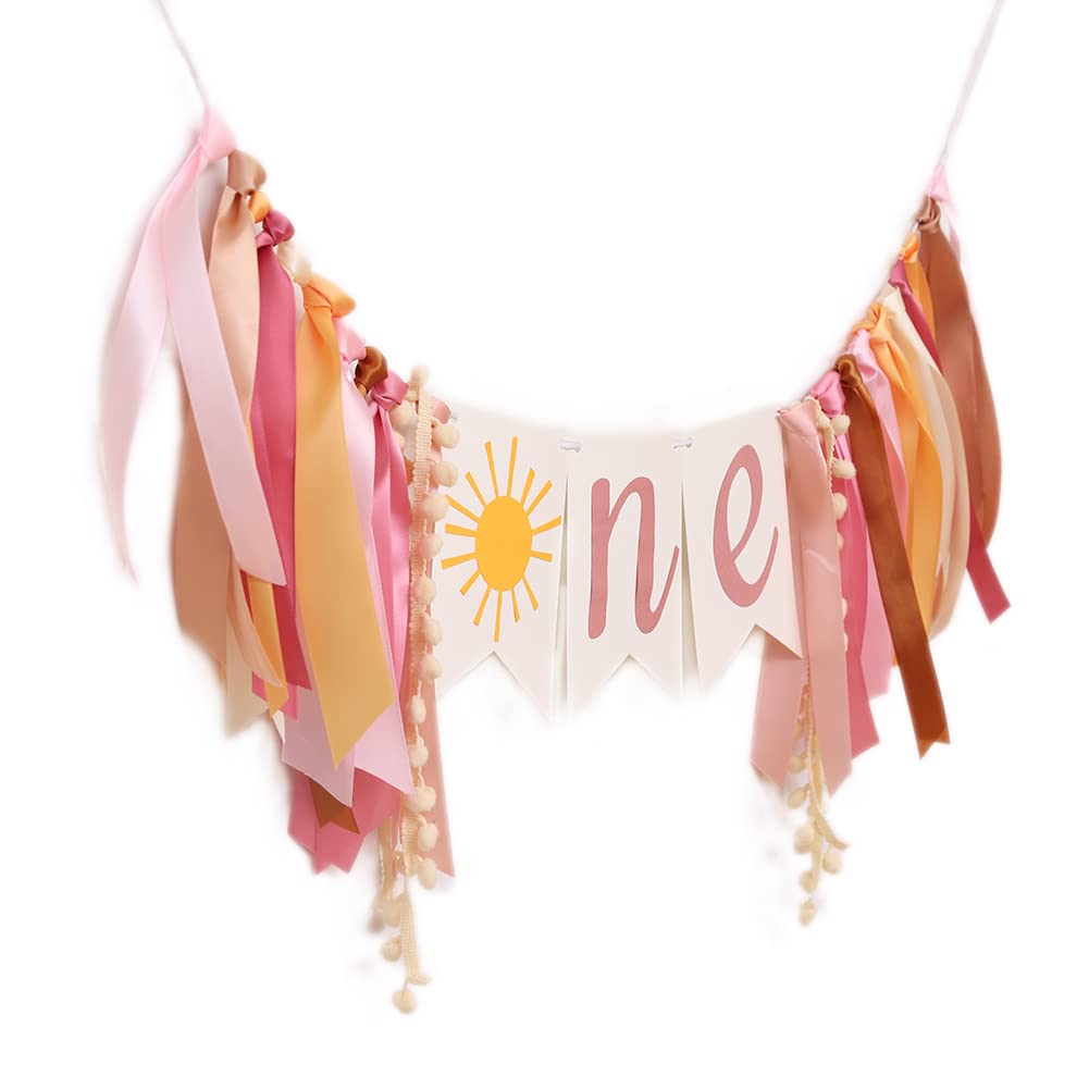 You Are My Sunshine High Chair Banner,Sun Themed First Birthday Party Decorations For Girl, Modern Sun One Garland For High Chair, Ribbon Tutu Skirt Baby Girl Shower Supplies