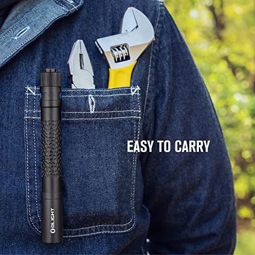 OLIGHT I5T Plus 550 Lumens EDC Flashlight, Pebble Pattern Pocket Flashlights, Powered by 2 AA Batteries Slim Light with Clip for Everyday Carry (Neutral White Light: 4000~5000K)