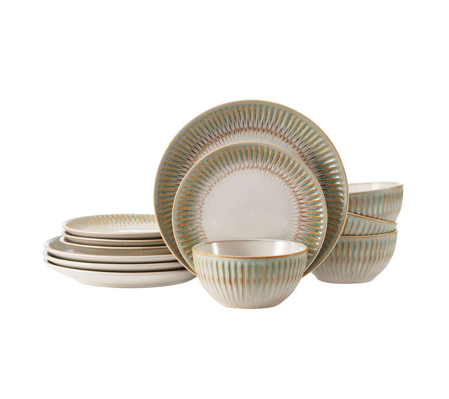 Pfaltzgraff Hensley Green 12 Piece Dinnerware Set, Service For 4