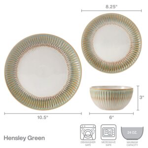 Pfaltzgraff Hensley Green 12 Piece Dinnerware Set, Service For 4