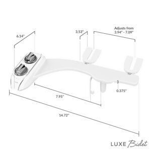 LUXE Bidet NEO 120 Plus - Only Patented Bidet Attachment for Toilet Seat, Innovative Hinges to Clean, Slide-in Easy Install, Advanced 360° Self-Clean, Single Nozzle, Rear Wash (Chrome)