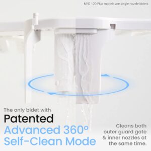 LUXE Bidet NEO 120 Plus - Only Patented Bidet Attachment for Toilet Seat, Innovative Hinges to Clean, Slide-in Easy Install, Advanced 360° Self-Clean, Single Nozzle, Rear Wash (Chrome)