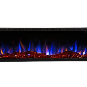 Touchstone Sideline Infinity 3-Sided Smart 72-inch WiFi-Enabled Electric Fireplace - 80051 - Built-in - 60 Color Combinations - 1500/750 Watt Heater (68-88°F Thermostat) - Black - Log & Crystals