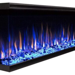 Touchstone Sideline Infinity 3-Sided Smart 72-inch WiFi-Enabled Electric Fireplace - 80051 - Built-in - 60 Color Combinations - 1500/750 Watt Heater (68-88°F Thermostat) - Black - Log & Crystals