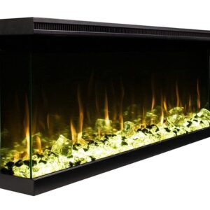 Touchstone Sideline Infinity 3-Sided Smart 72-inch WiFi-Enabled Electric Fireplace - 80051 - Built-in - 60 Color Combinations - 1500/750 Watt Heater (68-88°F Thermostat) - Black - Log & Crystals