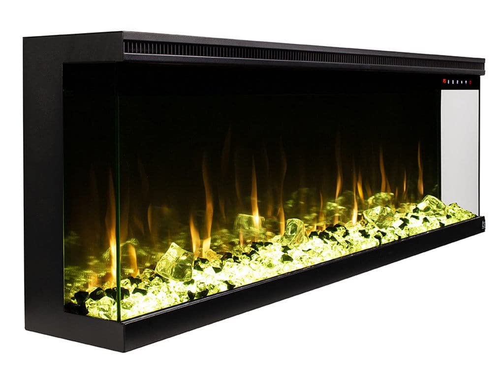 Touchstone Sideline Infinity 3-Sided Smart 72-inch WiFi-Enabled Electric Fireplace - 80051 - Built-in - 60 Color Combinations - 1500/750 Watt Heater (68-88°F Thermostat) - Black - Log & Crystals