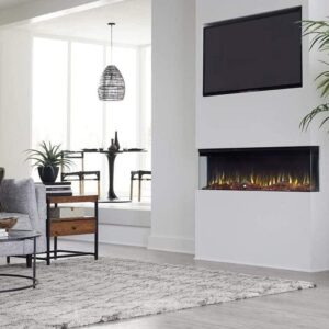 Touchstone Sideline Infinity 3-Sided Smart 72-inch WiFi-Enabled Electric Fireplace - 80051 - Built-in - 60 Color Combinations - 1500/750 Watt Heater (68-88°F Thermostat) - Black - Log & Crystals