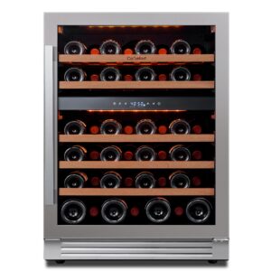 ca'lefort 24'' wine cooler refrigerator - 46 bottle wine fridge dual zone with modern touch intelligent digital 40°-65°f low noise, built in or freestanding wine cooler for home and kitchen