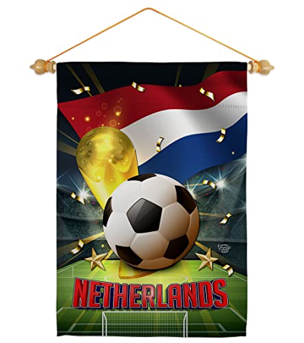 Ornament Collection World Cup Netherlands Garden Set Wood Sports Soccer Game Goal Ball Football Entertainment Activity Physical House Decoration Banner Small Yard Gift Double-Sided, Flag + Wall Dowel