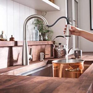 Moen Haelyn Spot Resist Stainless Single-Handle Pull-Down Sprayer Kitchen Faucet Featuring Power Boost for a Faster Clean, Soap Dispenser Included, 87627SRS