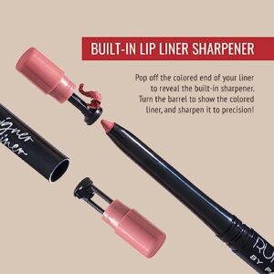 Runway Rogue Designer Liner Lip Pencil, Matte Soft-Mocha Lip-Liner Pencil and Lip-Liner Sharpener, ‘Trendsetter’