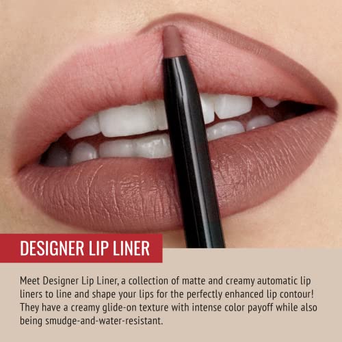 Runway Rogue Designer Liner Lip Pencil, Matte Soft-Mocha Lip-Liner Pencil and Lip-Liner Sharpener, ‘Trendsetter’