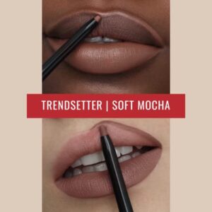 Runway Rogue Designer Liner Lip Pencil, Matte Soft-Mocha Lip-Liner Pencil and Lip-Liner Sharpener, ‘Trendsetter’