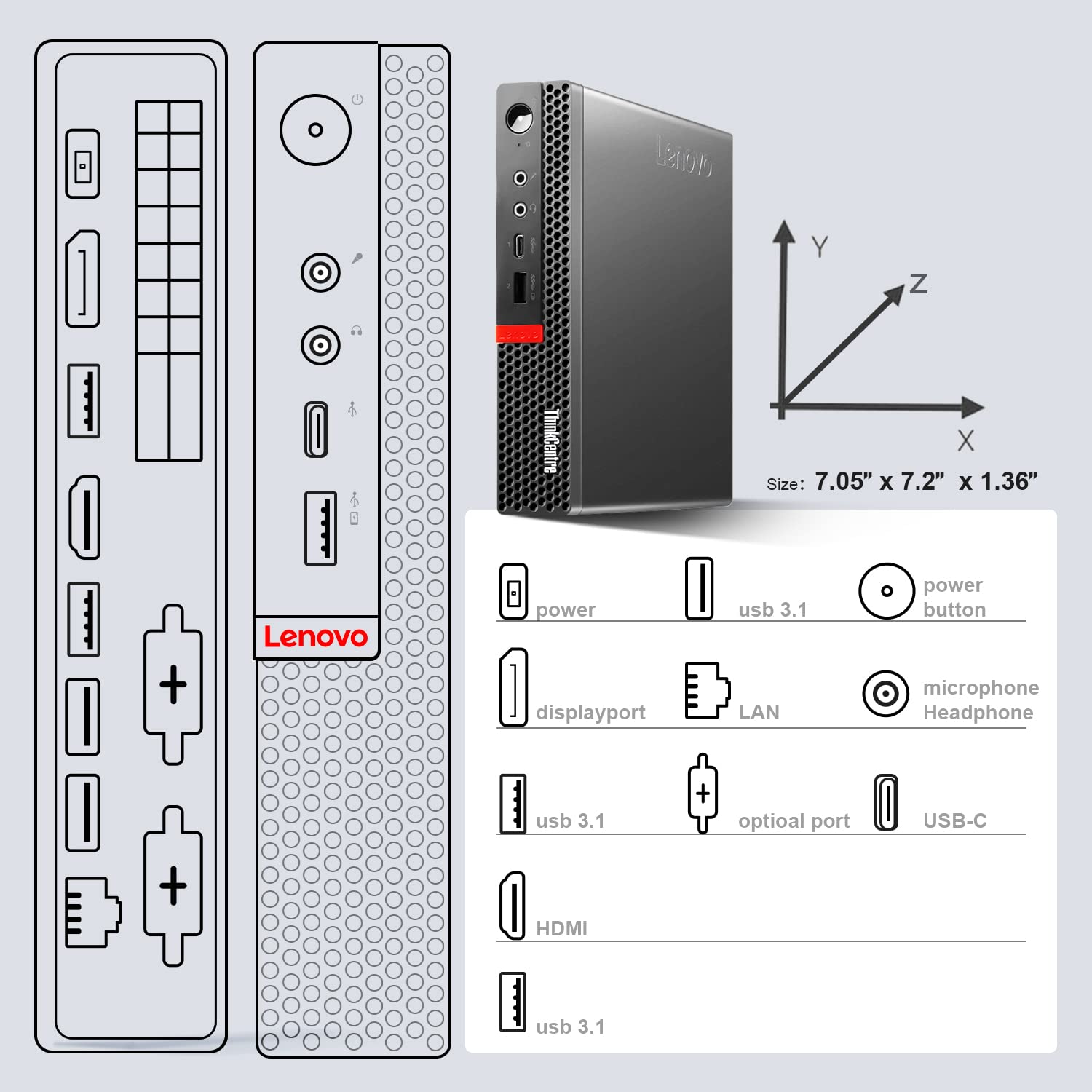 Lenovo ThinkCentre M920q Tiny Desktop Intel i5-8500T Up to 3.50GHz 16GB RAM New 1TB NVMe SSD Built-in AX210 Wi-Fi 6E BT HDMI Dual Monitor Support Wireless Keyboard and Mouse Win11 Pro (Renewed)