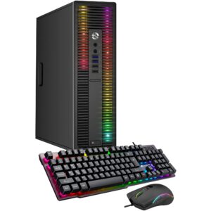 hp custom built rgb lights pc prodesk desktop computer intel core i5 6500 quad-core processor 8gb ram 512gb ssd win 10 pro gaming pc keyboard & mouse (renewed)