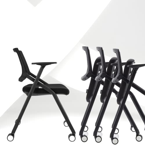 BROBRIYO, 20 Conference Room Chairs Stackable & Ergonomic Foldable with Lumbar Support, Armrest - Mesh Bouncing Back for Office Meeting, Conference, Reception, Training Room Chair 20 Pack