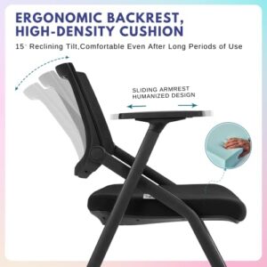 BROBRIYO, 20 Conference Room Chairs Stackable & Ergonomic Foldable with Lumbar Support, Armrest - Mesh Bouncing Back for Office Meeting, Conference, Reception, Training Room Chair 20 Pack