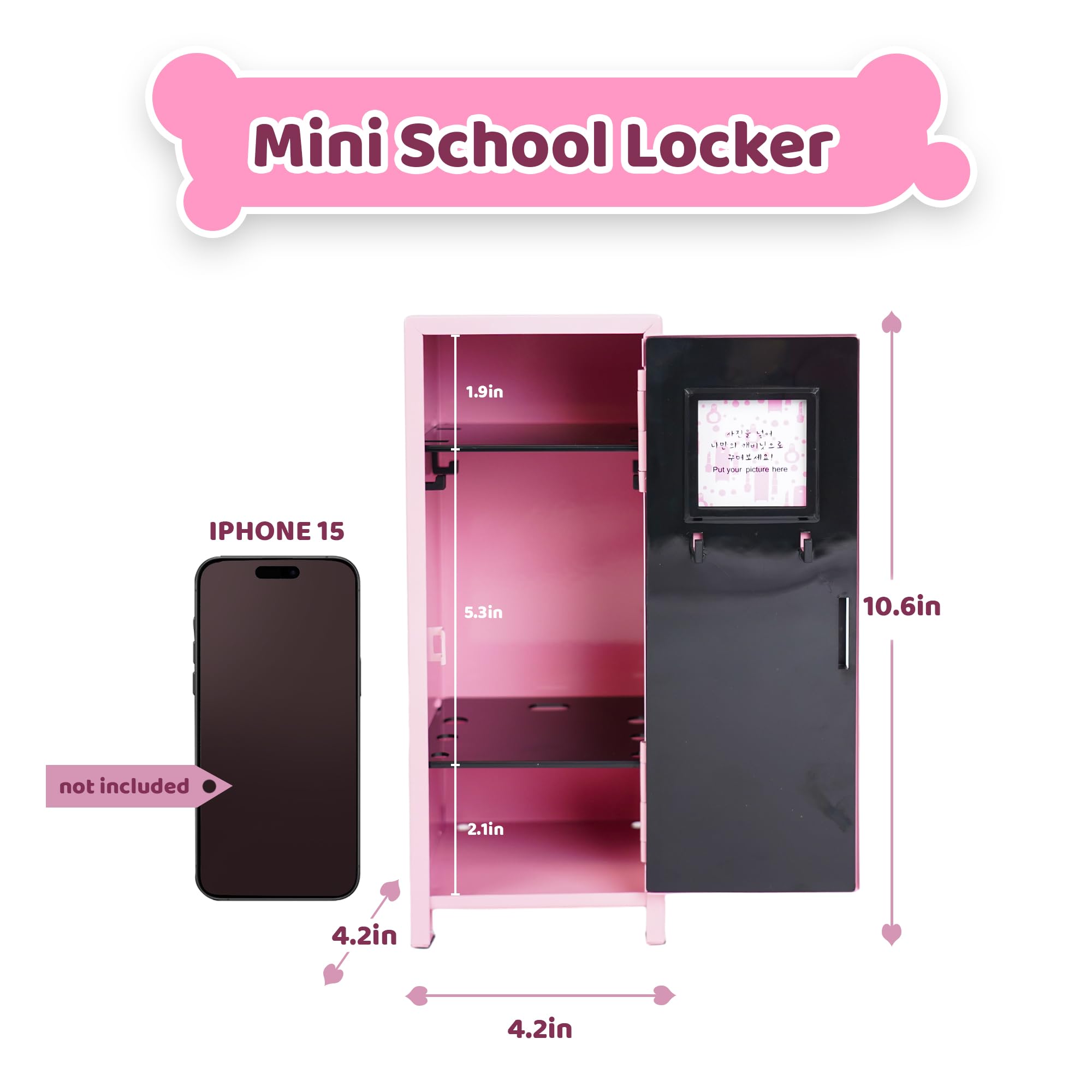 YOBRO Mini Iron Lockers, Girl Talk Locker with Lock,Small Safe Box Locker for Money, Miniature Storage Locker for Desk Bedroom Home Office School, Metal Little Locker Gift for Girls, Pink