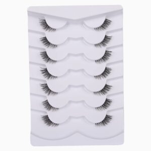 gmagictobo false eyelashes natural half lashes short wispy clear band lashes pack cat eye 3d faux mink lashes fake eyelashes 7 pairs multipack