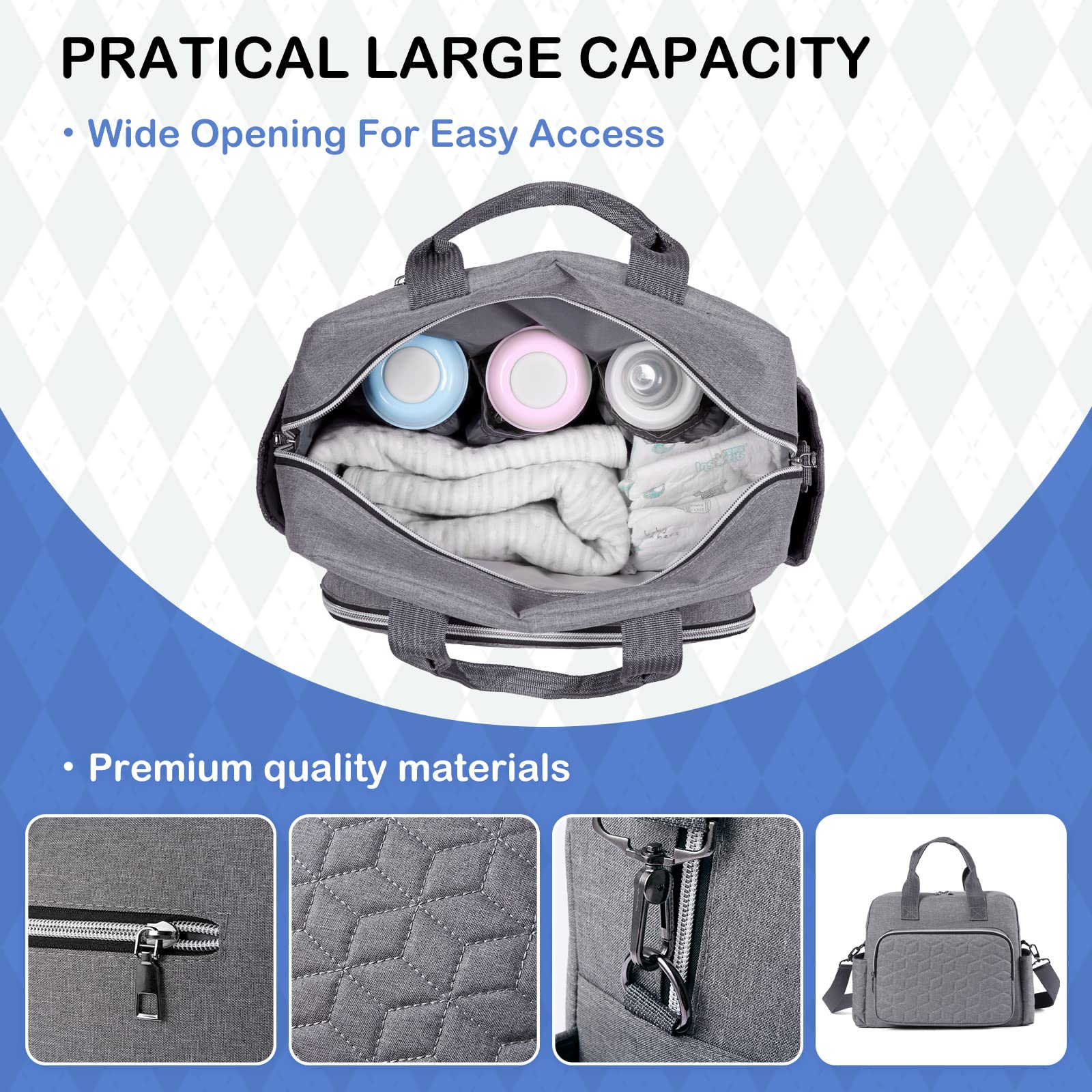 Diaper Bag Tote Mommy Bag - Corssbody Diaper Bag Shoulder Bag for Labor and Delivery, Large Capacity Waterproof Baby Bag for Mom Travel, Baby Necessities Bag