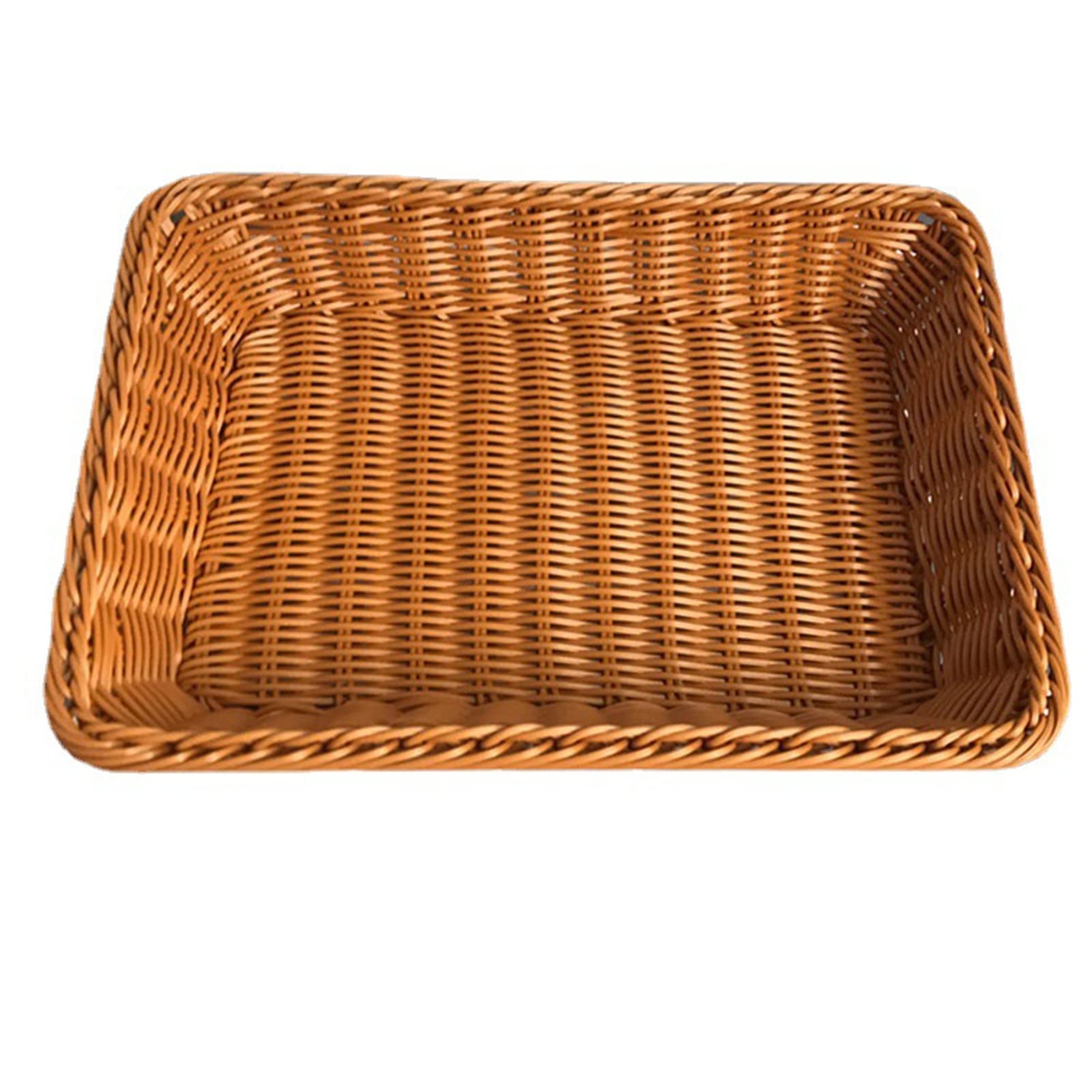 curfair Rattan Wicker Basket Lightweight Counter Rectangular Woven Tray Decorative Convenient Coffee S