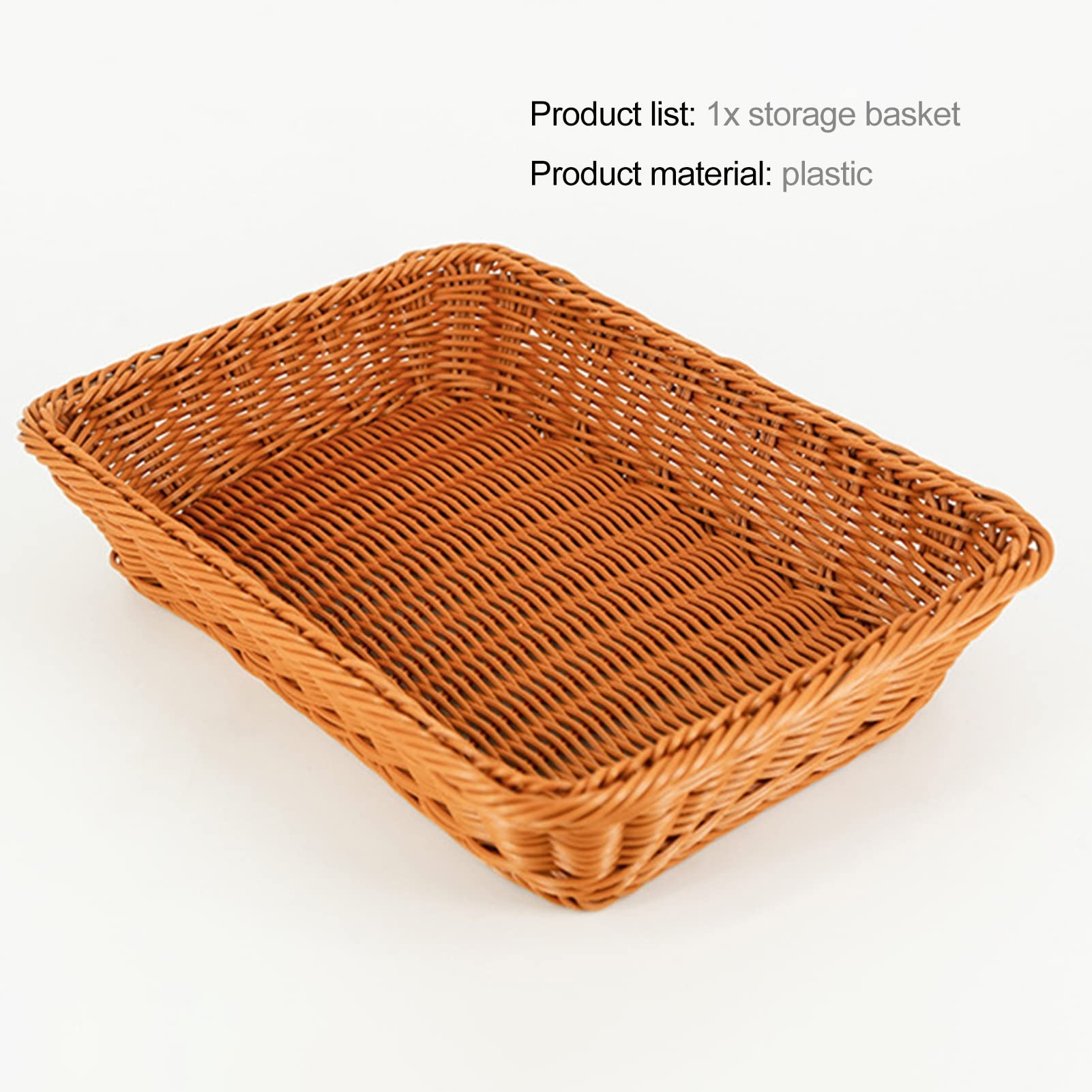 curfair Rattan Wicker Basket Lightweight Counter Rectangular Woven Tray Decorative Convenient Coffee S