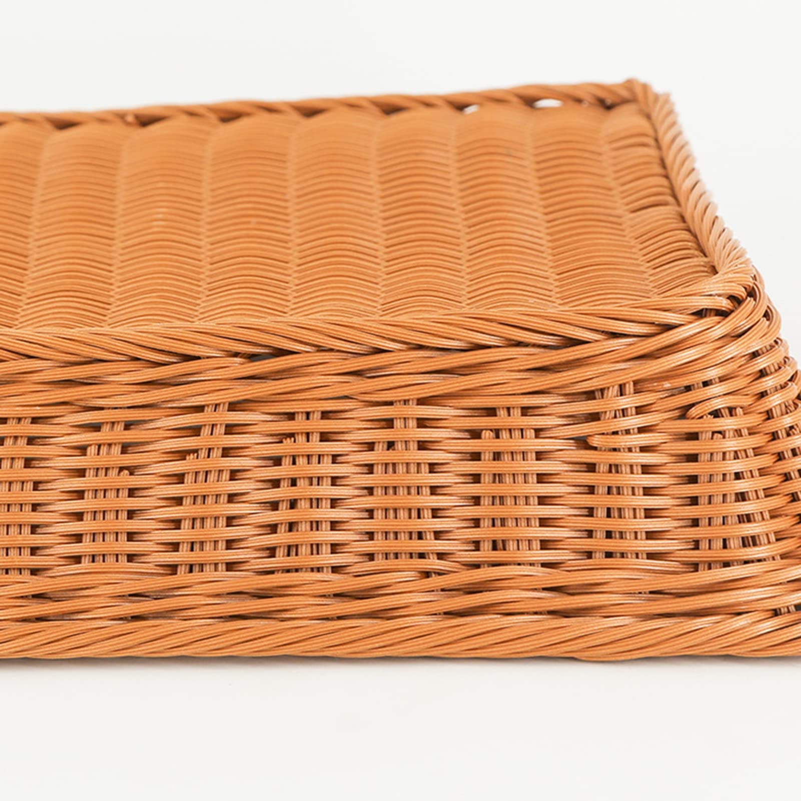 curfair Rattan Wicker Basket Lightweight Counter Rectangular Woven Tray Decorative Convenient Coffee S