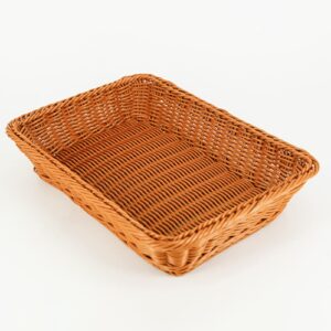 curfair Rattan Wicker Basket Lightweight Counter Rectangular Woven Tray Decorative Convenient Coffee S