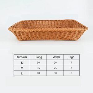 curfair Rattan Wicker Basket Lightweight Counter Rectangular Woven Tray Decorative Convenient Coffee S