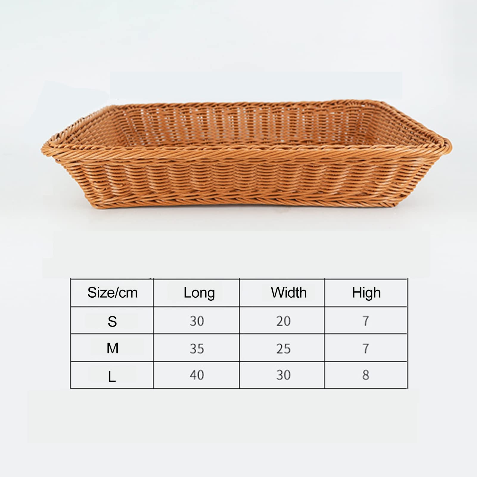 curfair Rattan Wicker Basket Lightweight Counter Rectangular Woven Tray Decorative Convenient Coffee S