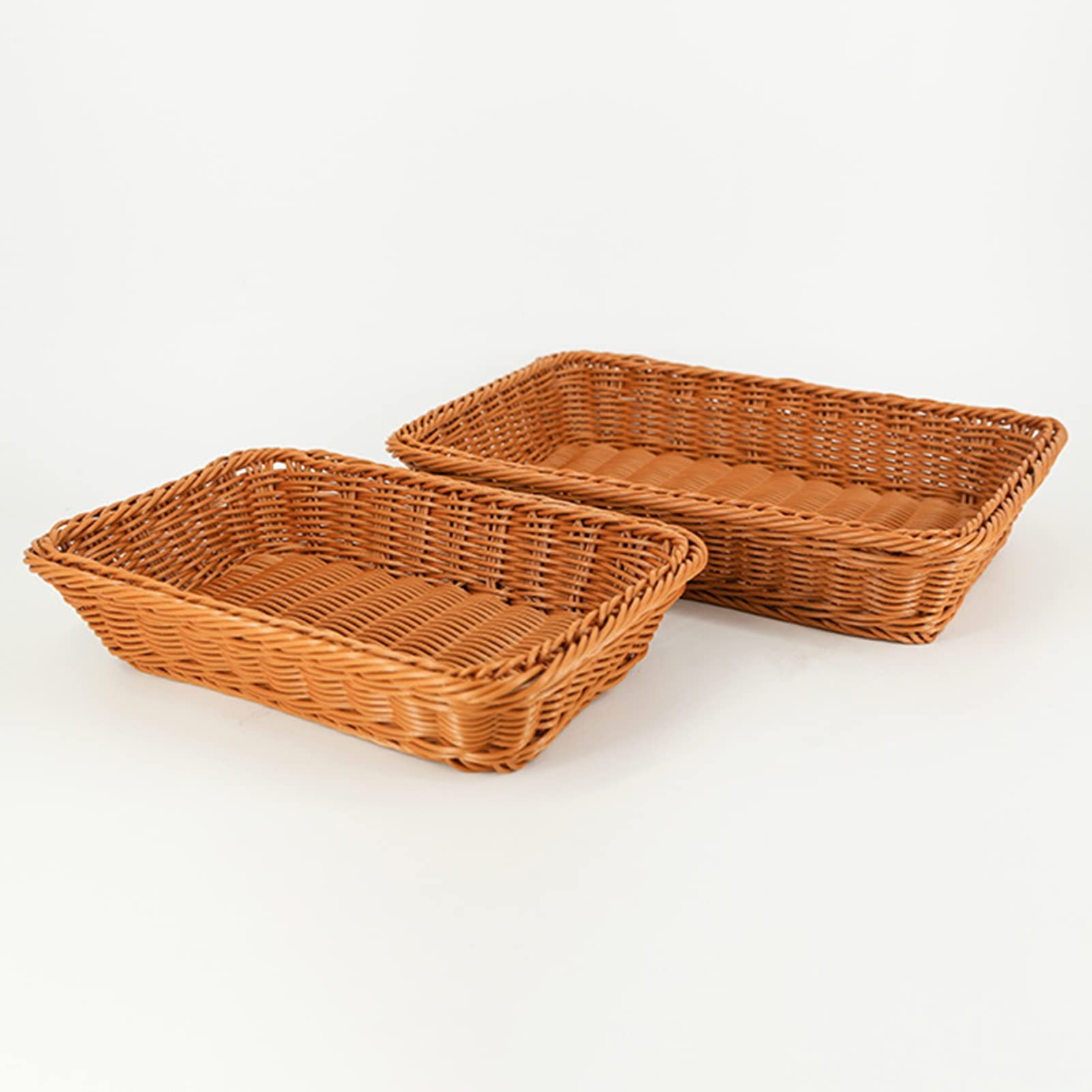 curfair Rattan Wicker Basket Lightweight Counter Rectangular Woven Tray Decorative Convenient Coffee S