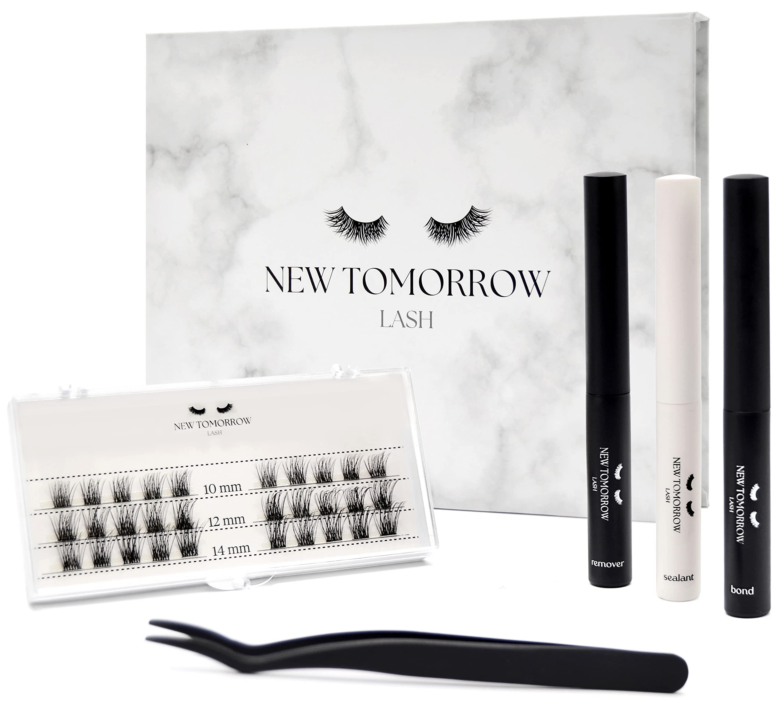 DIY Eyelash Extension Kit up to 7 Day Wear, Starter Kit with 30 Reusable Soft and Lightweight Segmented Lashes (With Micro band)- New Tomorrow Lash (Oh-So-Natural Lash Kit)