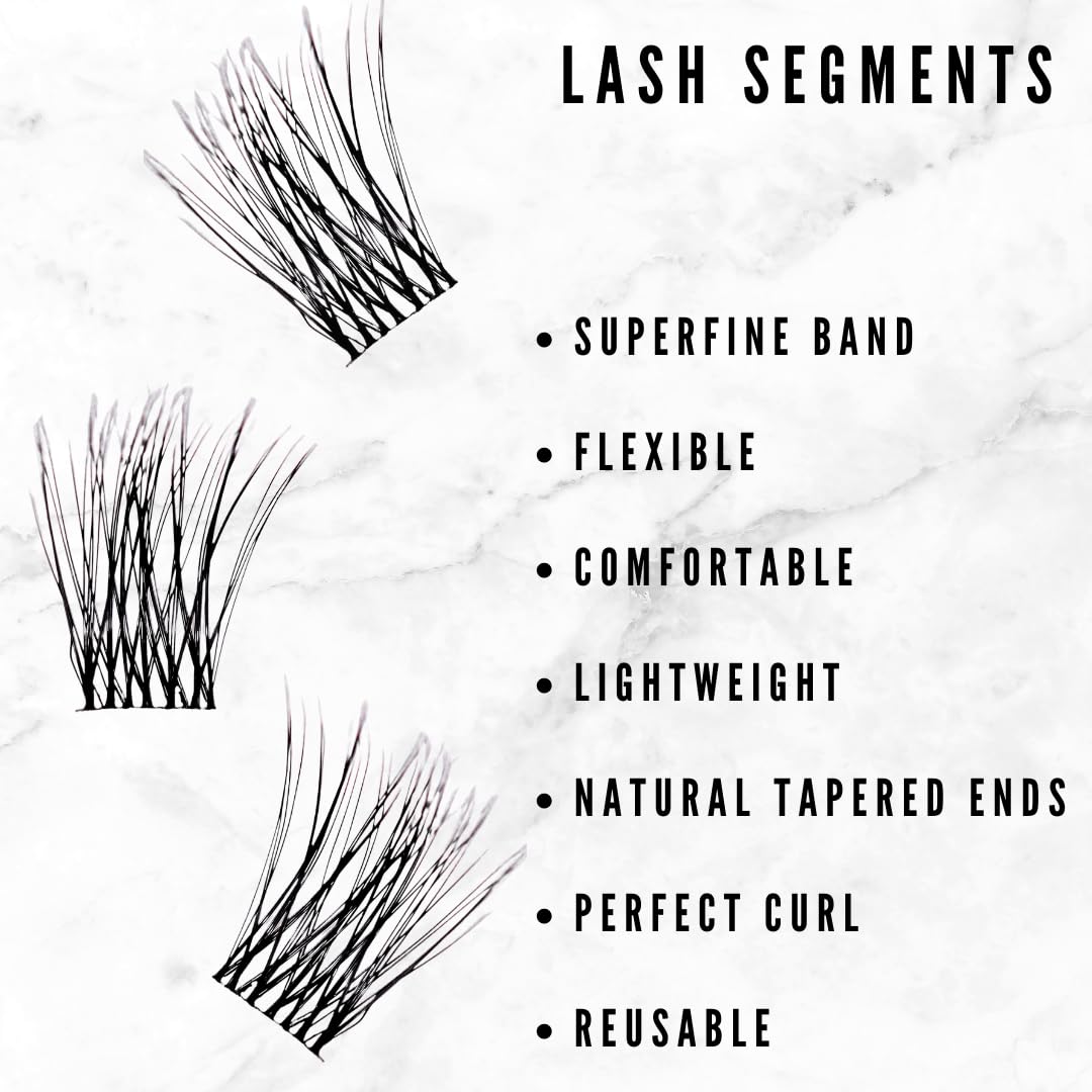 DIY Eyelash Extension Kit up to 7 Day Wear, Starter Kit with 30 Reusable Soft and Lightweight Segmented Lashes (With Micro band)- New Tomorrow Lash (Oh-So-Natural Lash Kit)