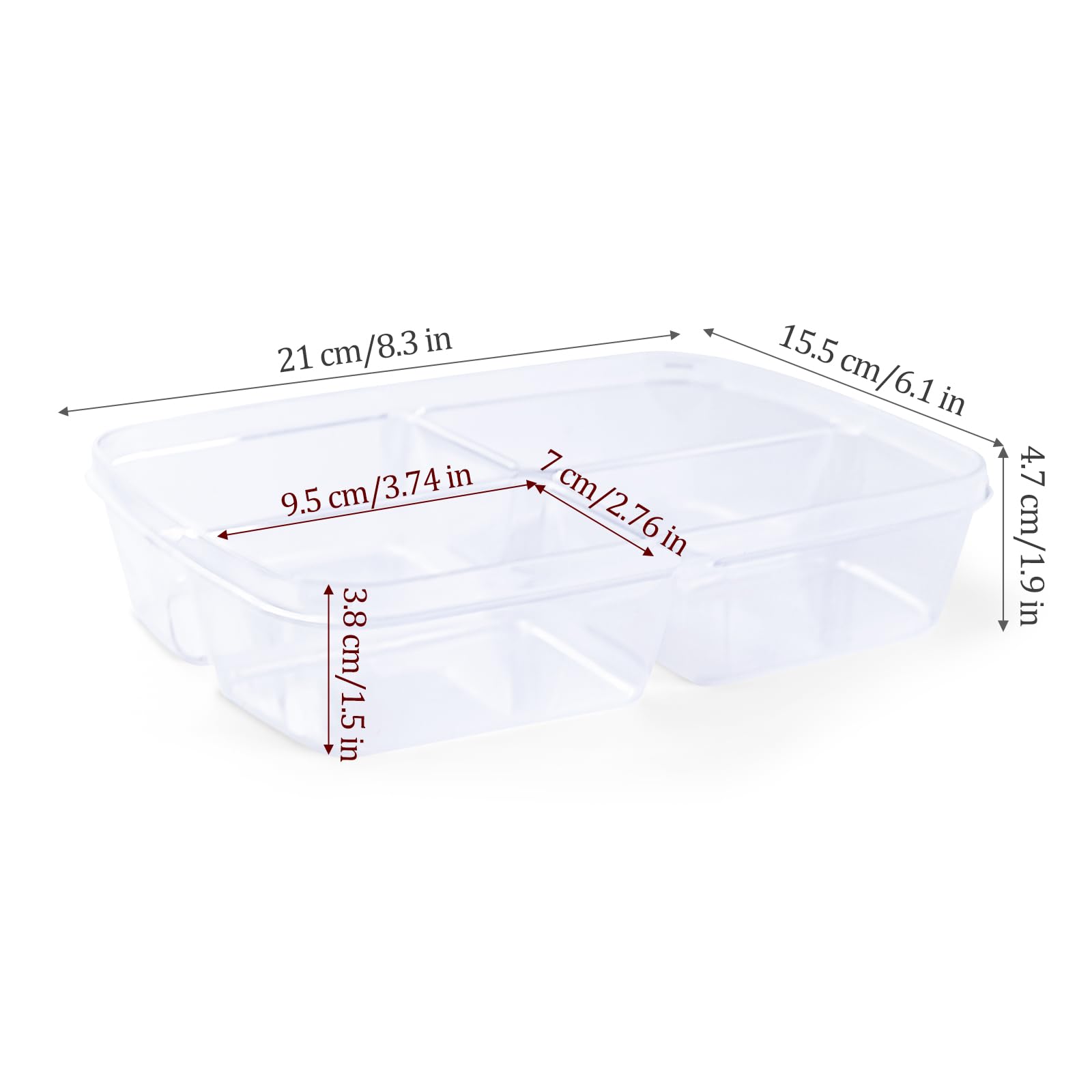 Zuiaso 4 Pcs Reusable 4 Compartment Food Storage Containers with Lids, Food Containers for Storing fruits, Meat, Vegetables.