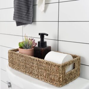 StorageWorks Seagrass Baskets with Built-in Handles + Seagrass Woven Storage Basket