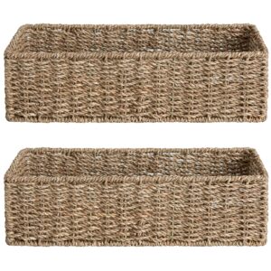 StorageWorks Seagrass Baskets with Built-in Handles + Seagrass Woven Storage Basket