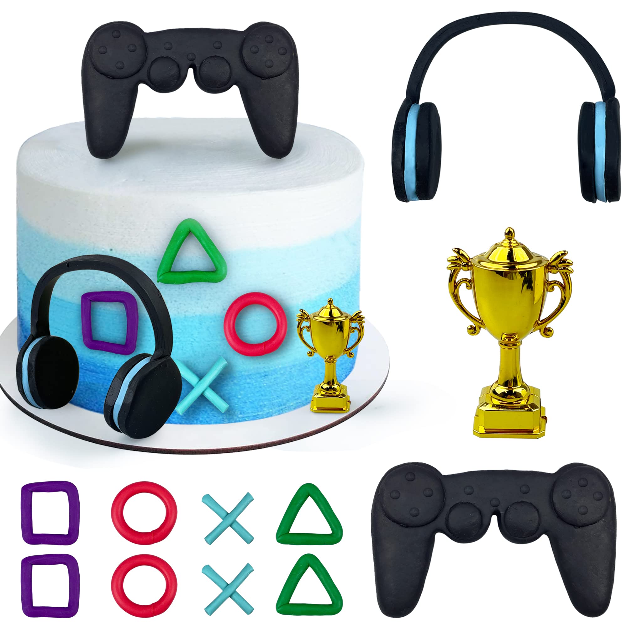 11 PCS Video Game Themes Cake Toppers Cake Decoration Headset Cake Decoration Game Console Controller Cake Decoration Game Theme Birthday Party Supplies