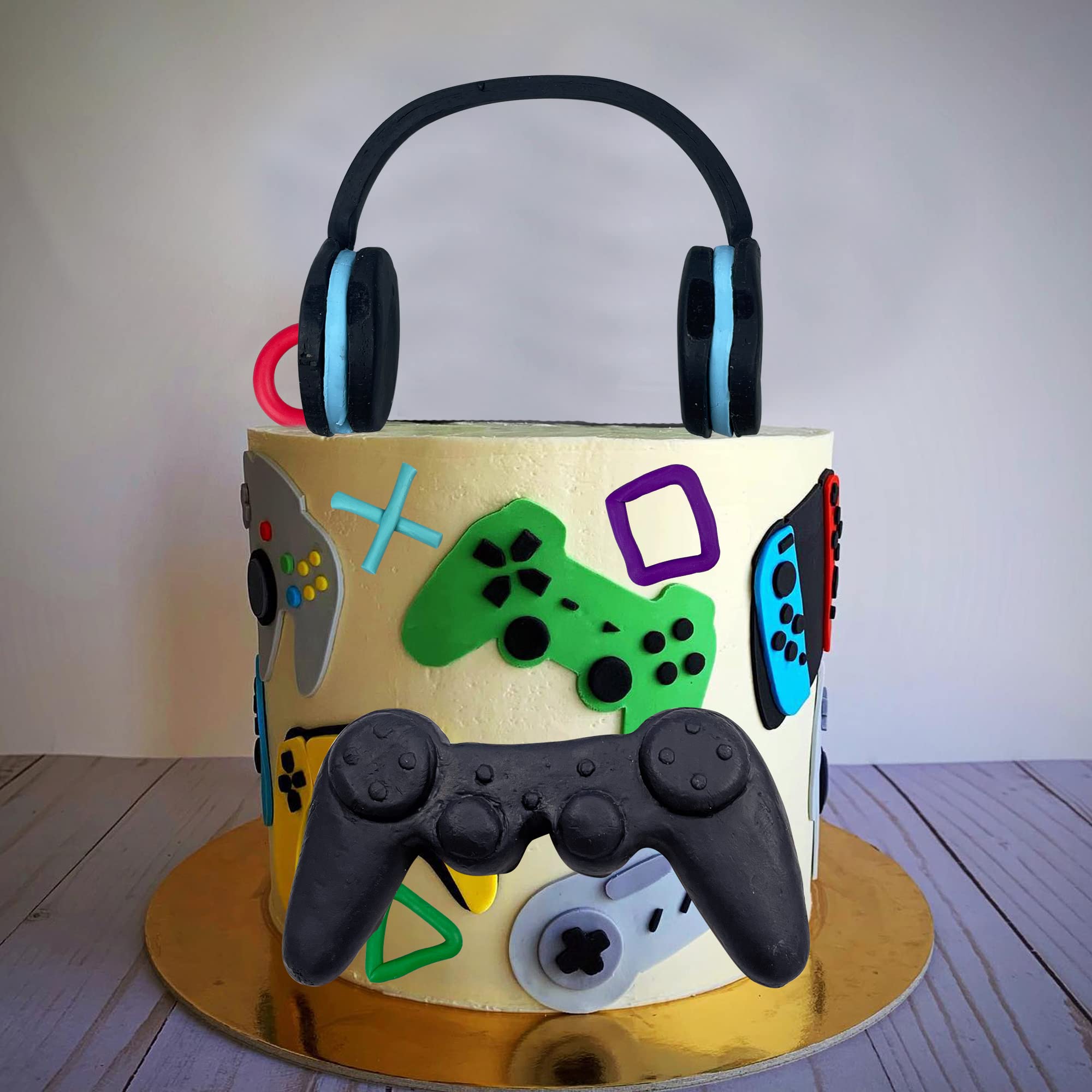 11 PCS Video Game Themes Cake Toppers Cake Decoration Headset Cake Decoration Game Console Controller Cake Decoration Game Theme Birthday Party Supplies