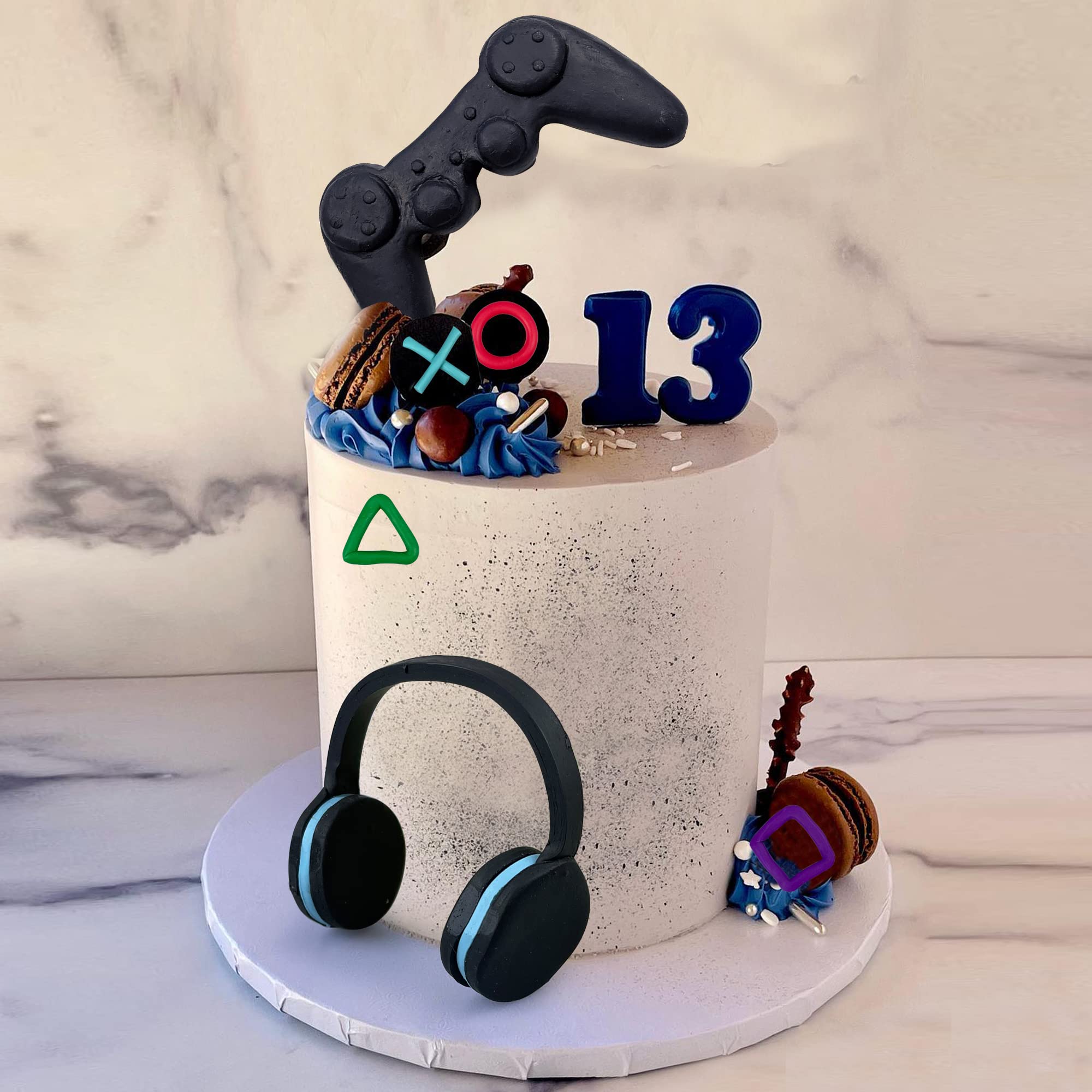 11 PCS Video Game Themes Cake Toppers Cake Decoration Headset Cake Decoration Game Console Controller Cake Decoration Game Theme Birthday Party Supplies