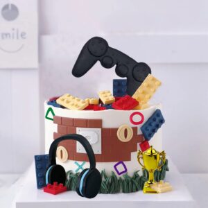 11 PCS Video Game Themes Cake Toppers Cake Decoration Headset Cake Decoration Game Console Controller Cake Decoration Game Theme Birthday Party Supplies