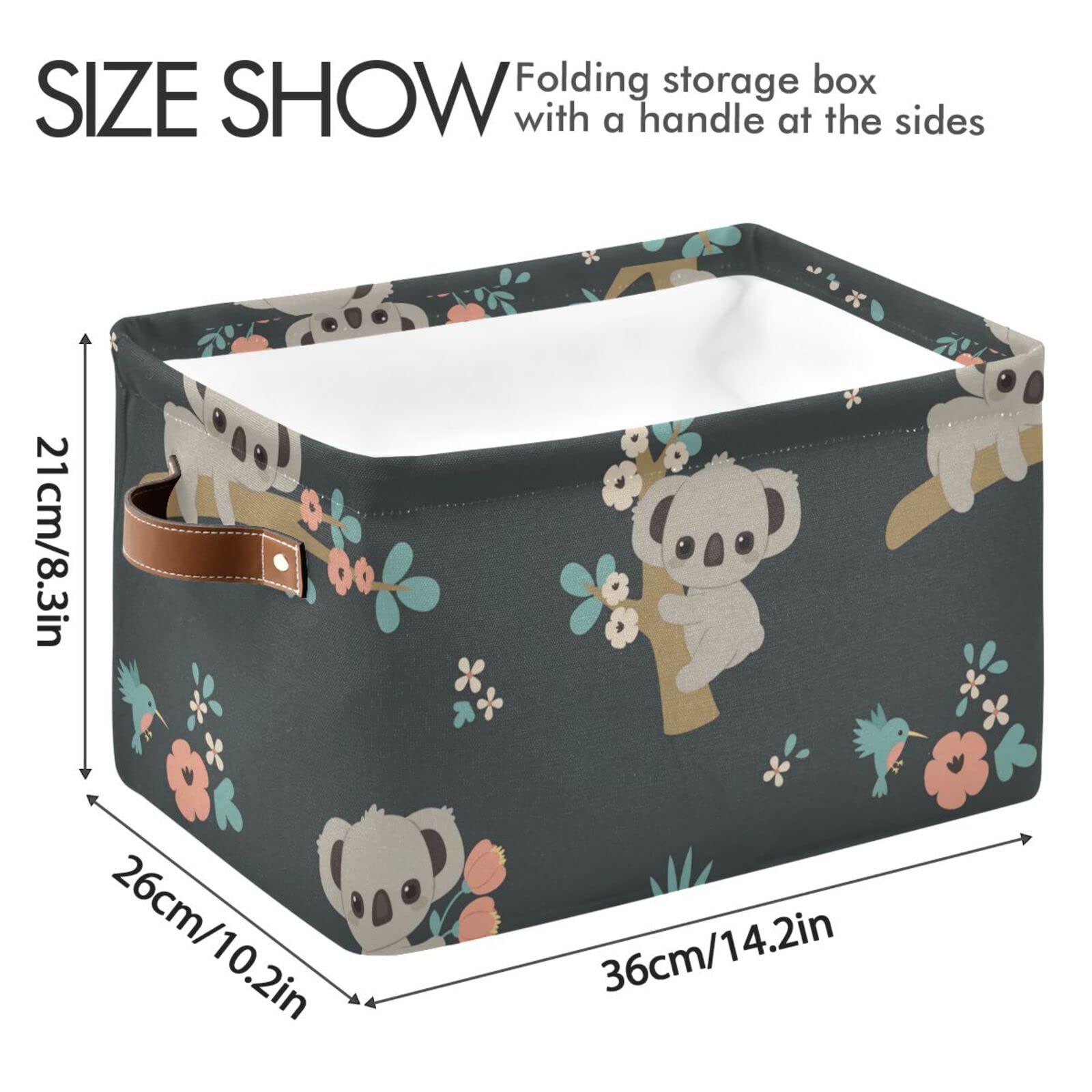 xigua Koala Storage Basket Storage Bin Organizer Basket, Foldable Rectangular Storage Box with Handles for Home Office