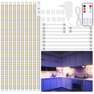 lafulit 10 pcs under cabinet lights kit, stick on lights, flexible led strip lights with remote and power adapter, for kitchen cabinet shelf desk counter corner, 4000k neutral white, 16.4ft