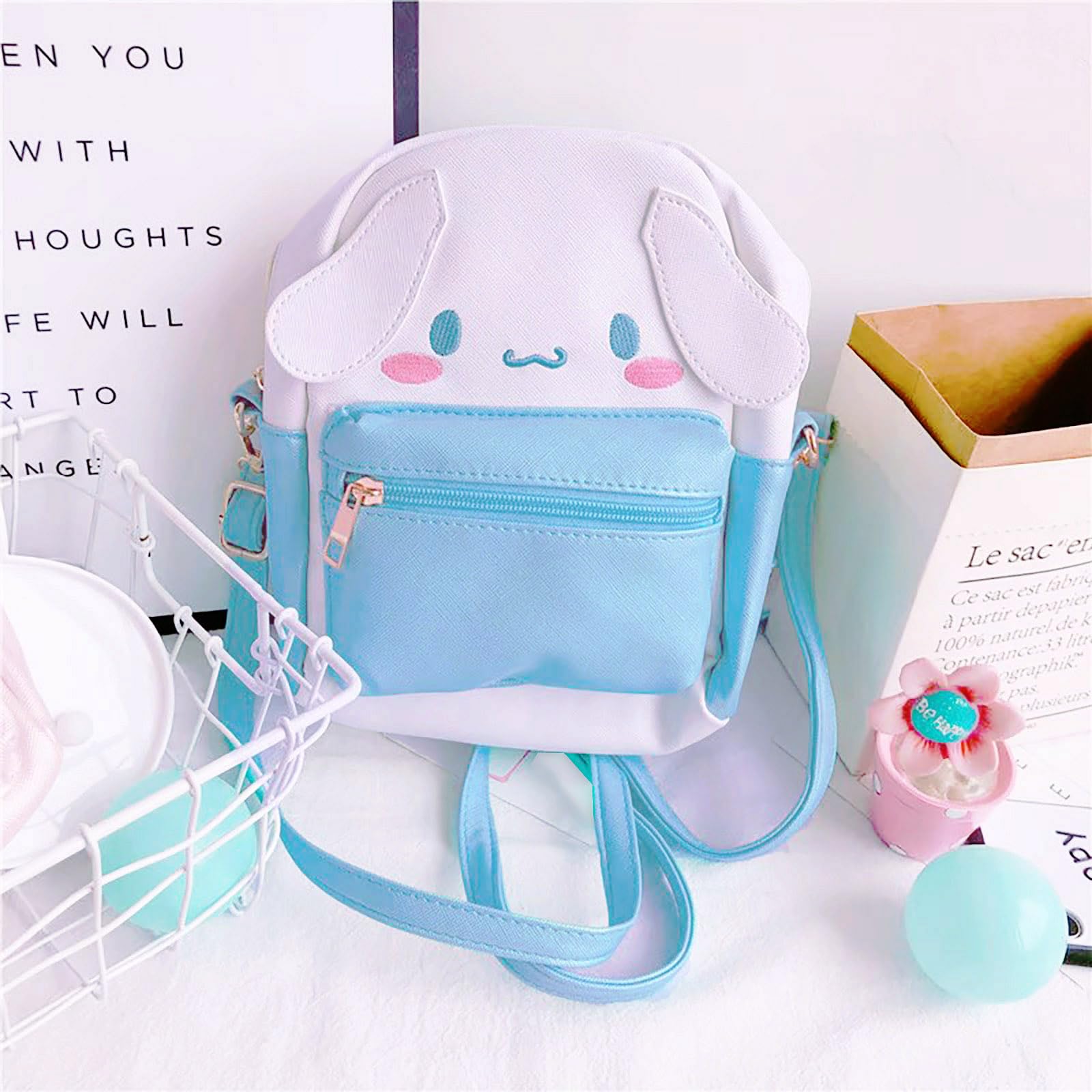 ZJYJING Anime Cartoon Mini Cute Shoulder Bag Backpack PU School Bag Handbag Kids Girls Cosplay (Blue)