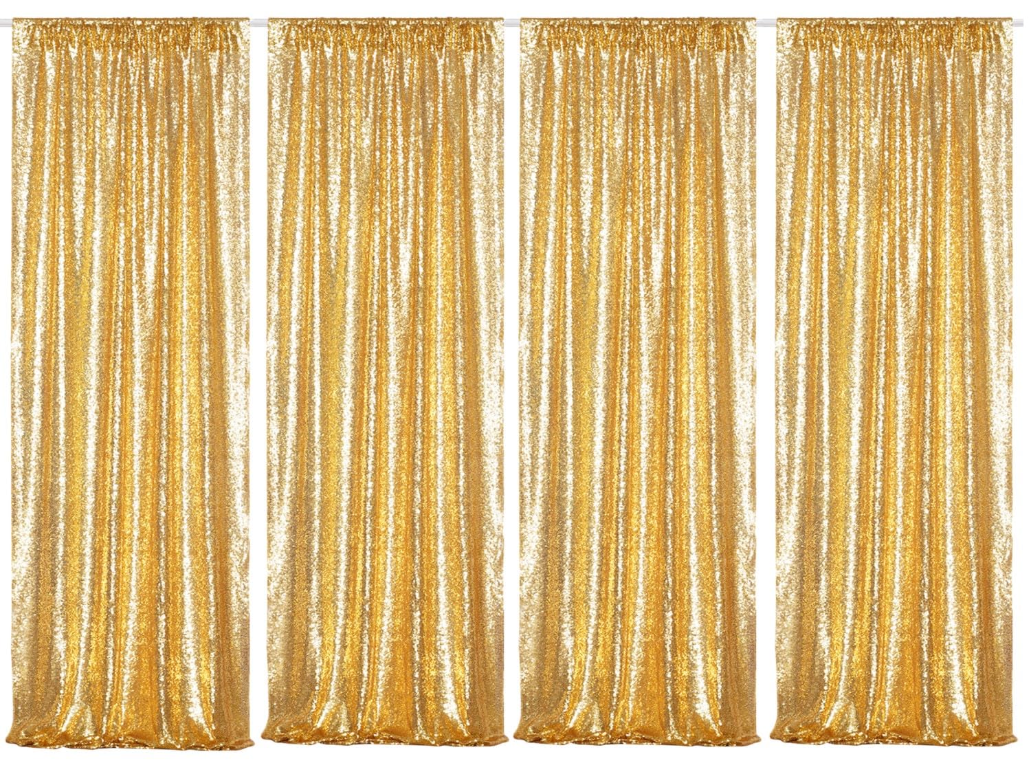 Poise3EHome Gold Sequin Backdrop Curtains, 4 Panels Gold Sequin Backdrop, 2FTx8FT Sequin Curtains for Party Wedding Sequence Backdrop