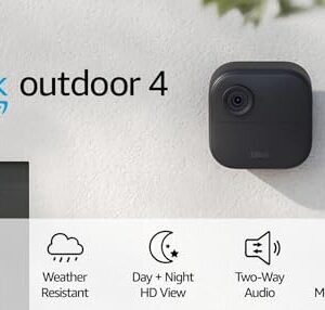 Blink Outdoor 4 (4th Gen) – Wire-free smart security camera, two-year battery life, two-way audio, HD live view, enhanced motion detection, Works with Alexa – 3 camera system