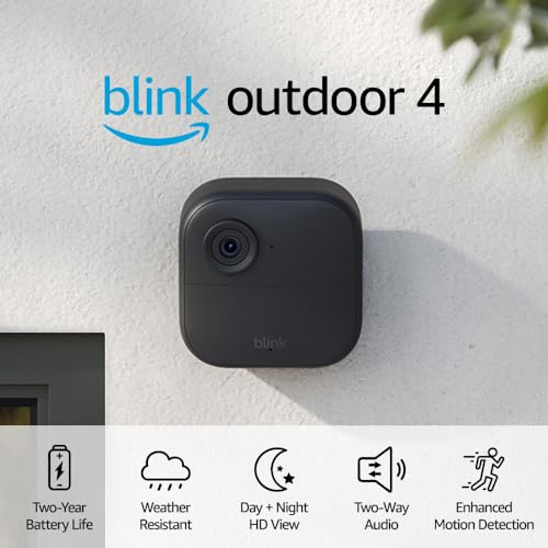 Blink Outdoor 4 (4th Gen) – Wire-free smart security camera, two-year battery life, two-way audio, HD live view, enhanced motion detection, Works with Alexa – 3 camera system